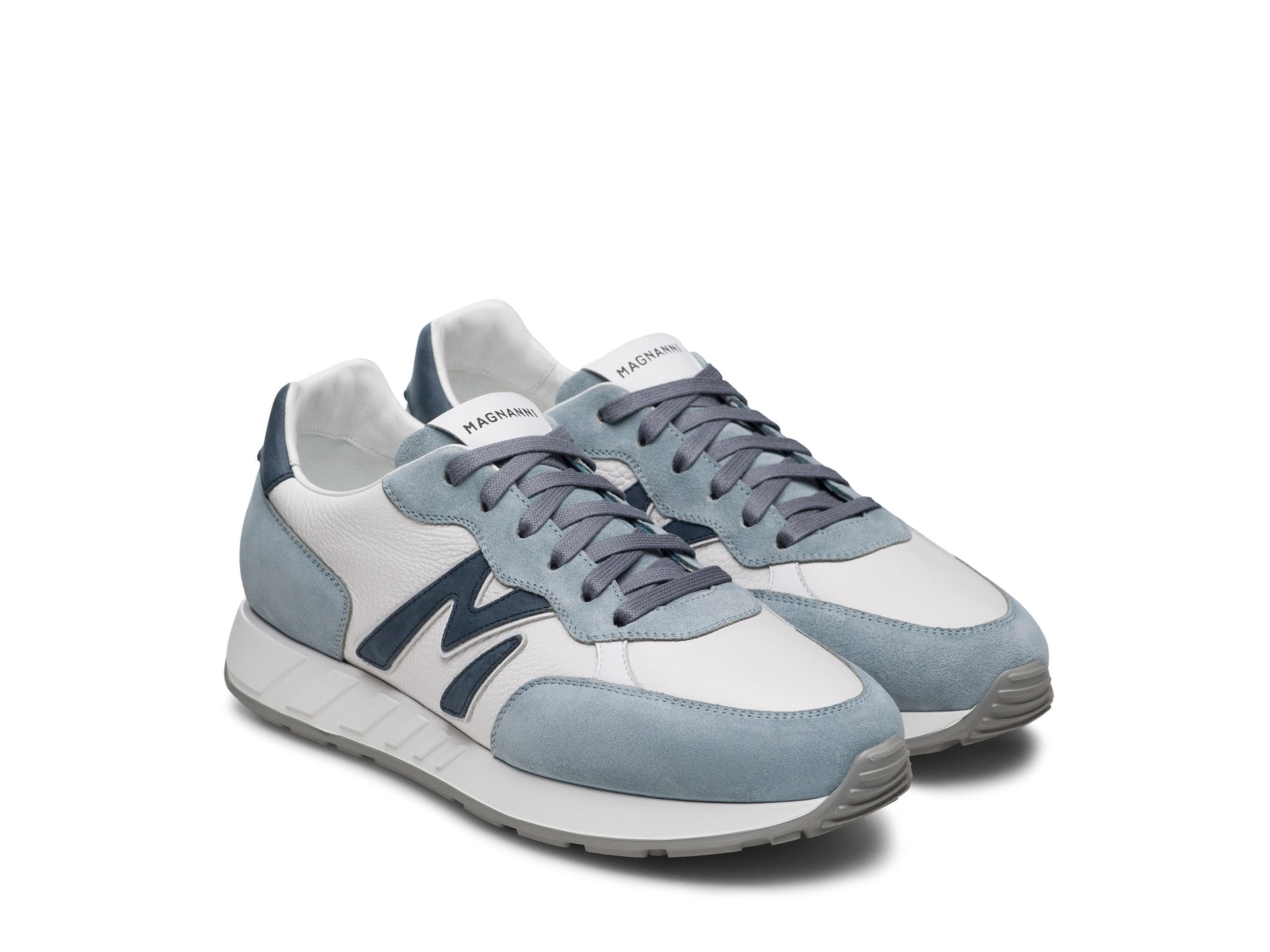 Magnanni Yoki in Sky Blue Suede Navy Tumbled White | Robert Redding ...